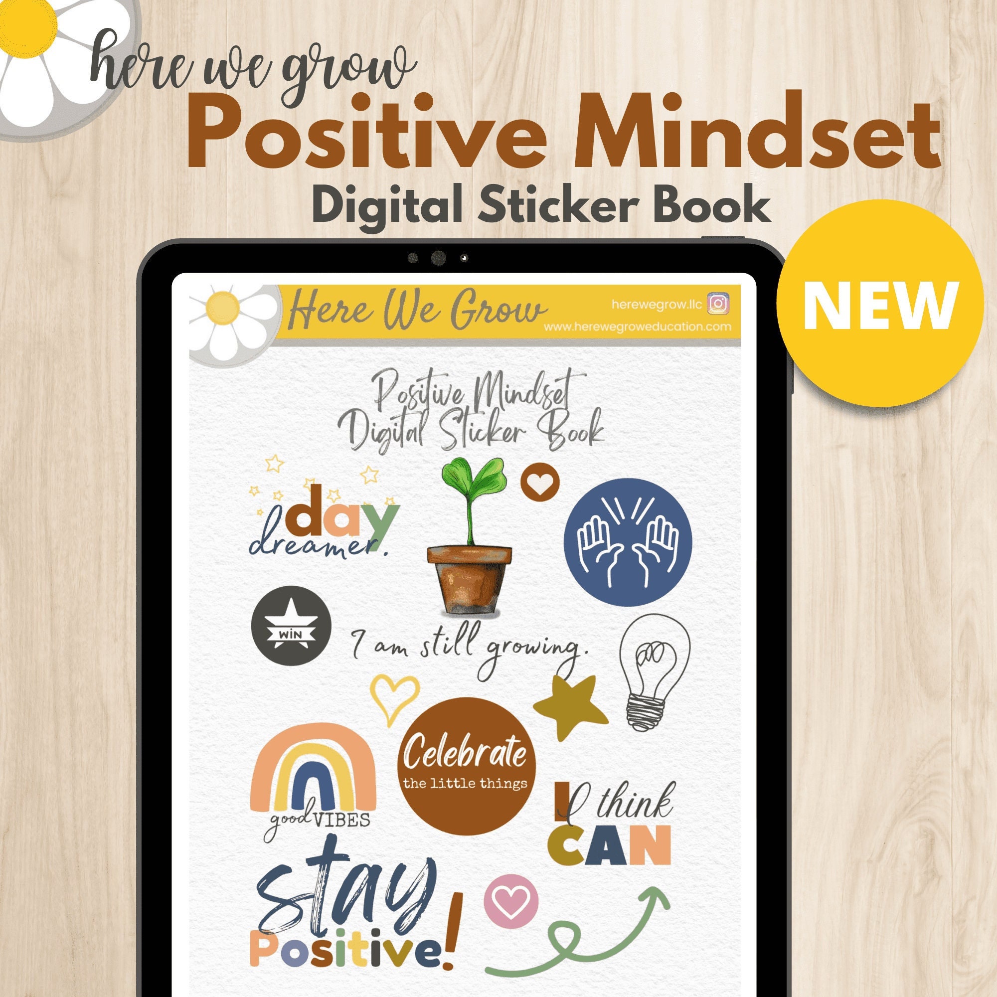 Positive Mindset Digital Sticker Book - Hyperlinked Goodnotes File ...