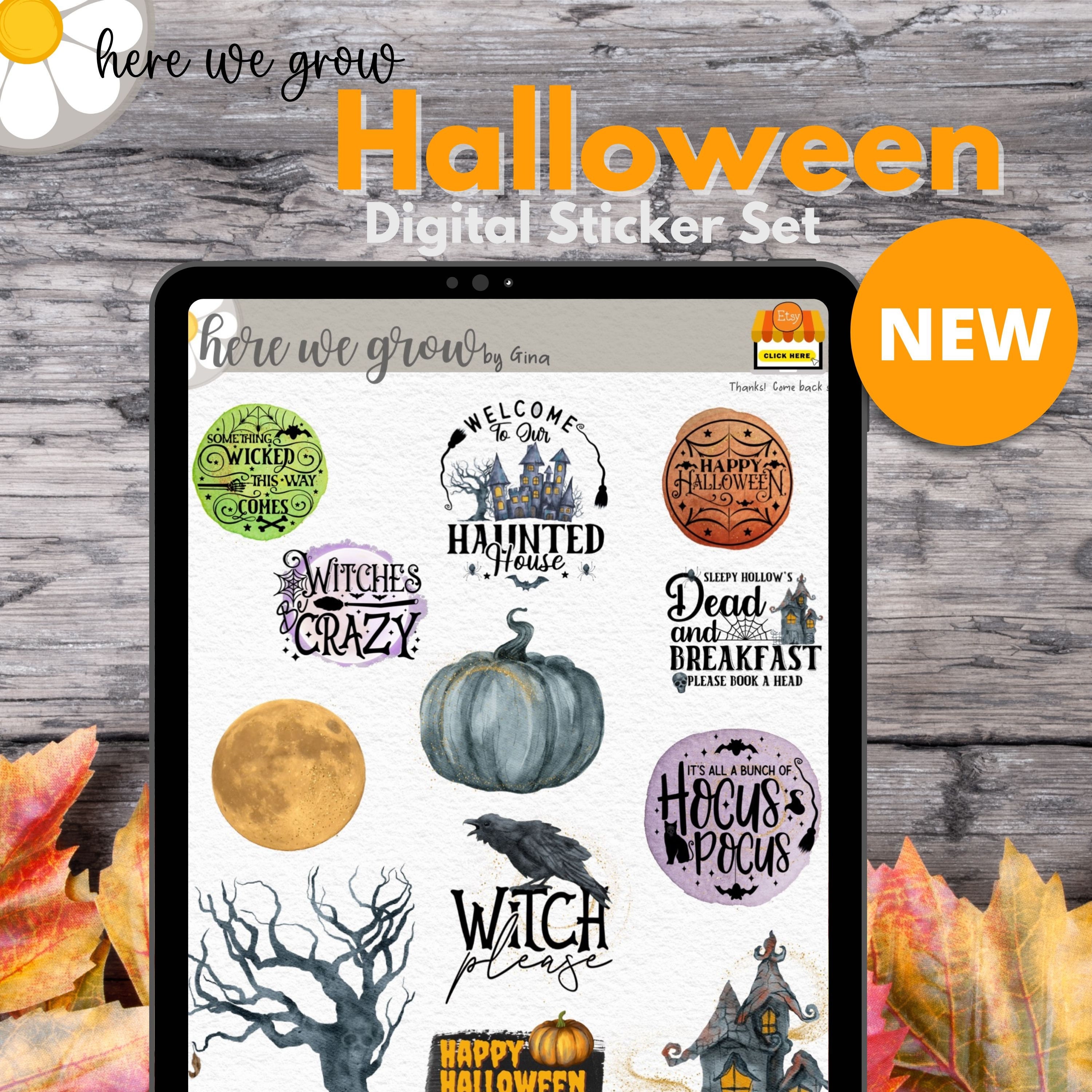 Halloween Digital Sticker Set - Hyperlinked Goodnotes Book, Individual ...