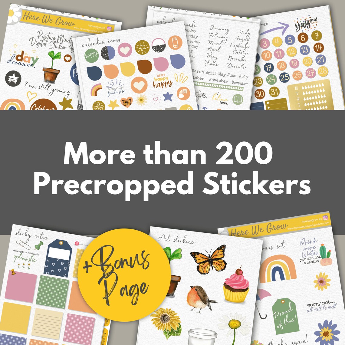 Positive Mindset Digital Sticker Book Hyperlinked Goodnotes - Etsy