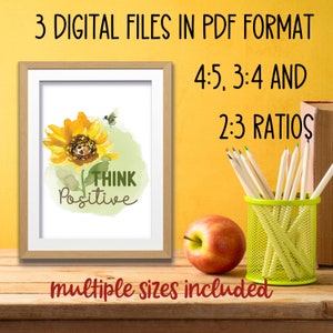 Positive Mindset - Set of 4 Classroom Wall Art Posters for School and ...