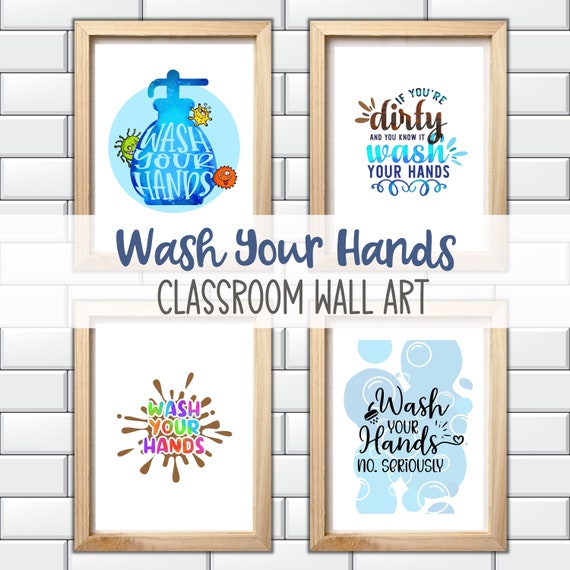Wash Your Hands Set of 4 Handwashing Reminders for School and - Etsy