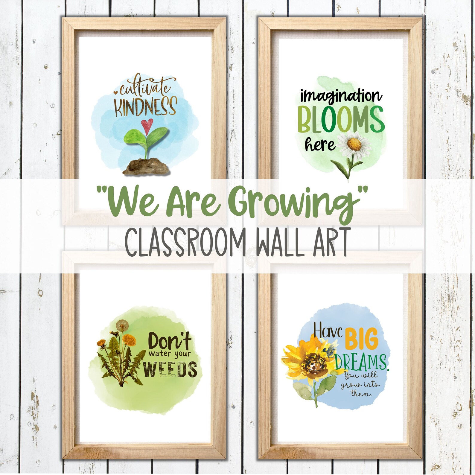 We Are Growing! Set of 4 Classroom Wall Art Posters for School and Home ...