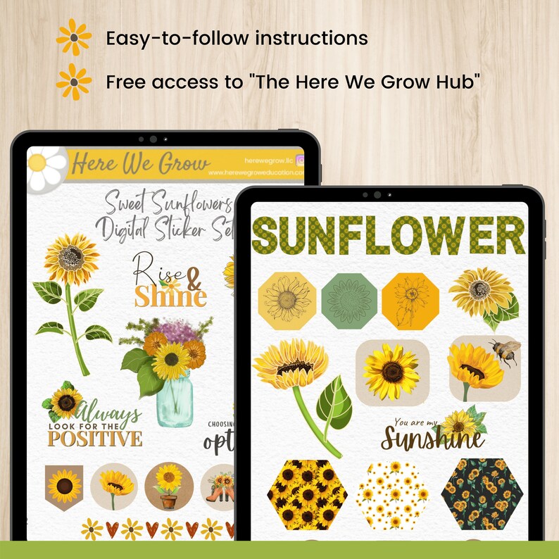 Sweet Sunflowers Digital Sticker Set - for Goodnotes Digital Planners ...