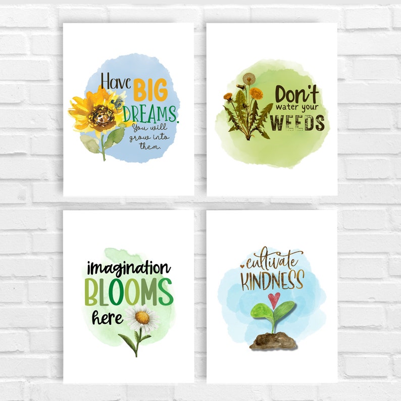 We Are Growing! Set of 4 Classroom Wall Art Posters for School and Home ...