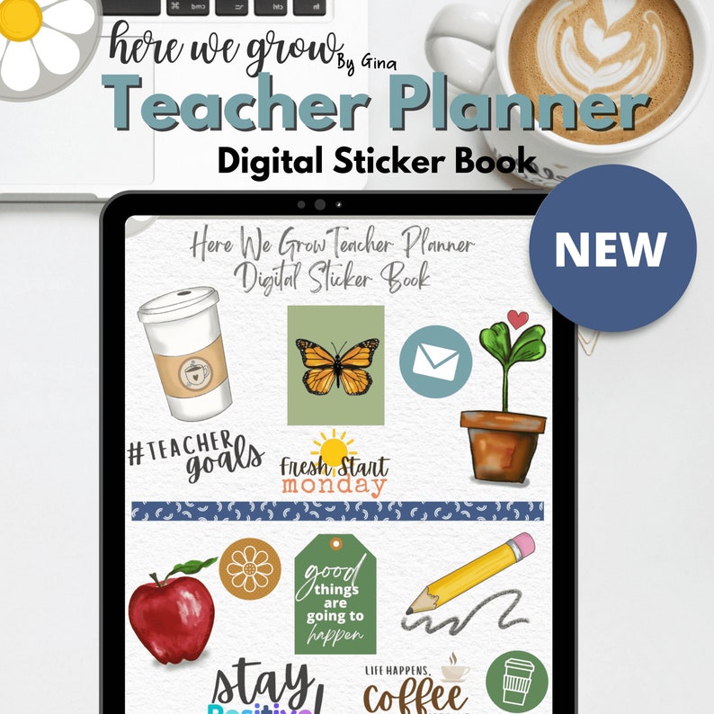 Teacher Planner Digital Sticker Book - Hyperlinked Goodnotes File ...