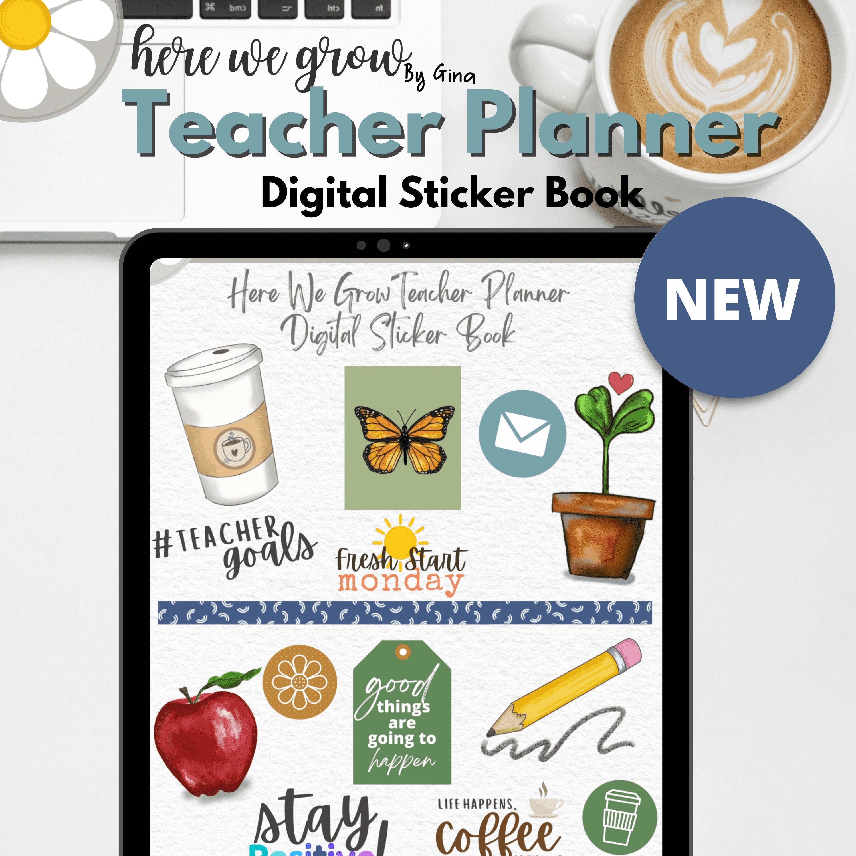 Teacher Planner Digital Sticker Book - Hyperlinked Goodnotes File ...