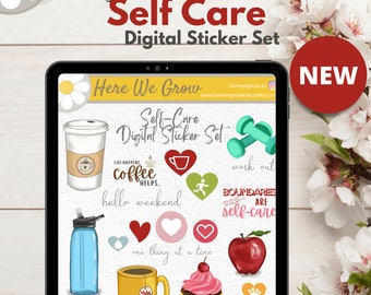 Healthy Habits Digital Sticker Set - Precropped and Transparent ...