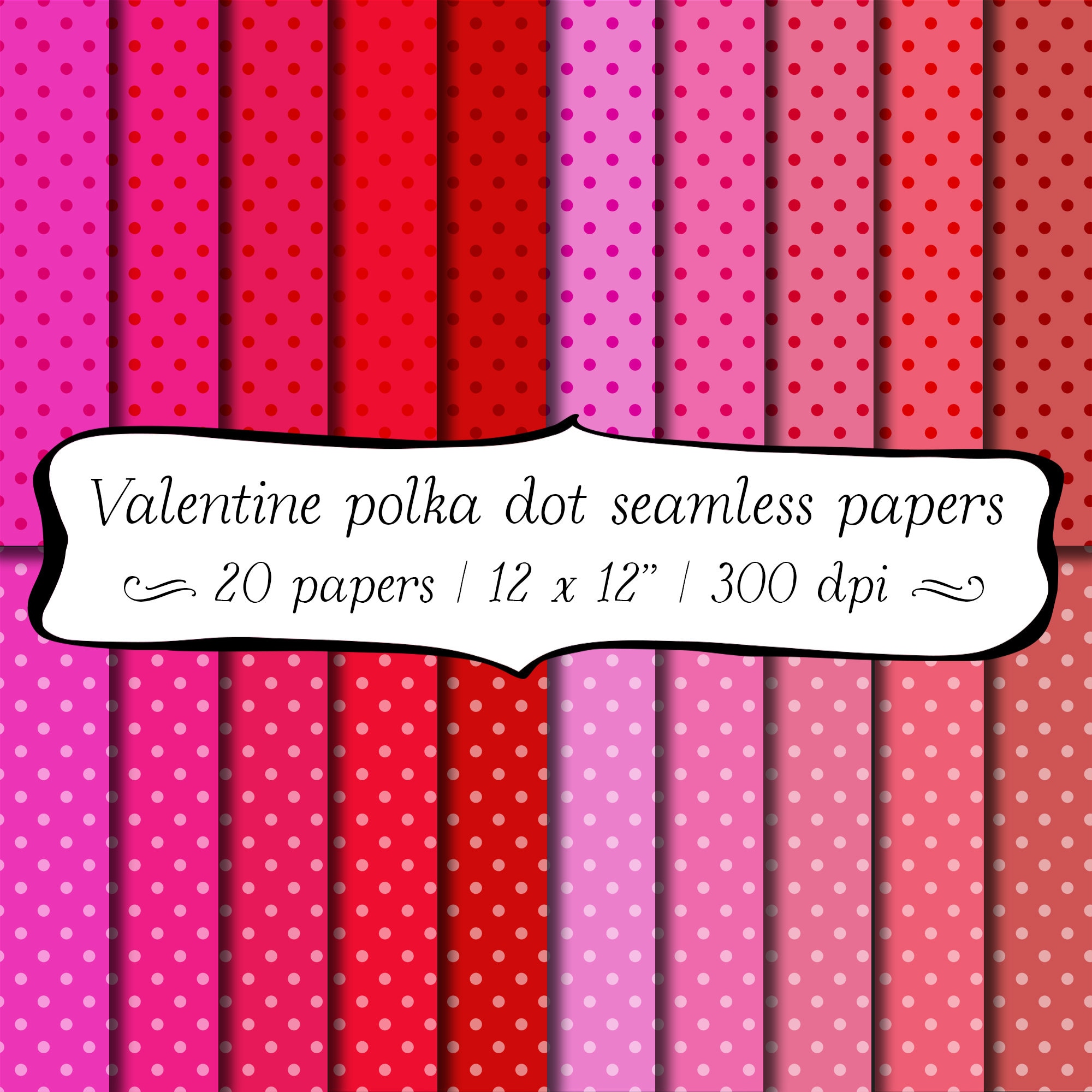 Red and Pink Polka Dot Seamless Digital Paper Valentine Pattern ...