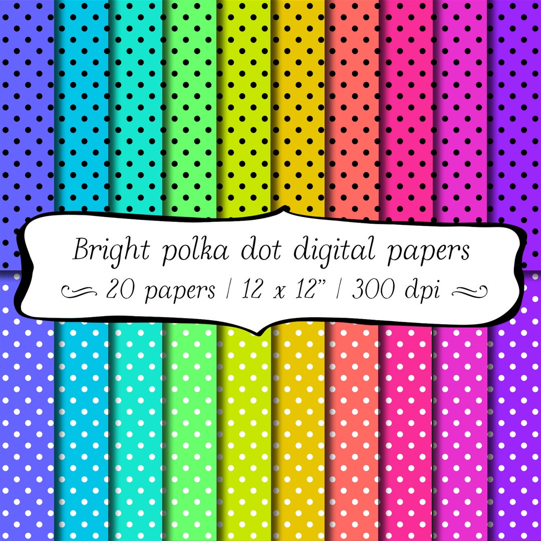 Bright Neon Polka Dot Pattern Seamless Digital Scrapbooking Papers ...