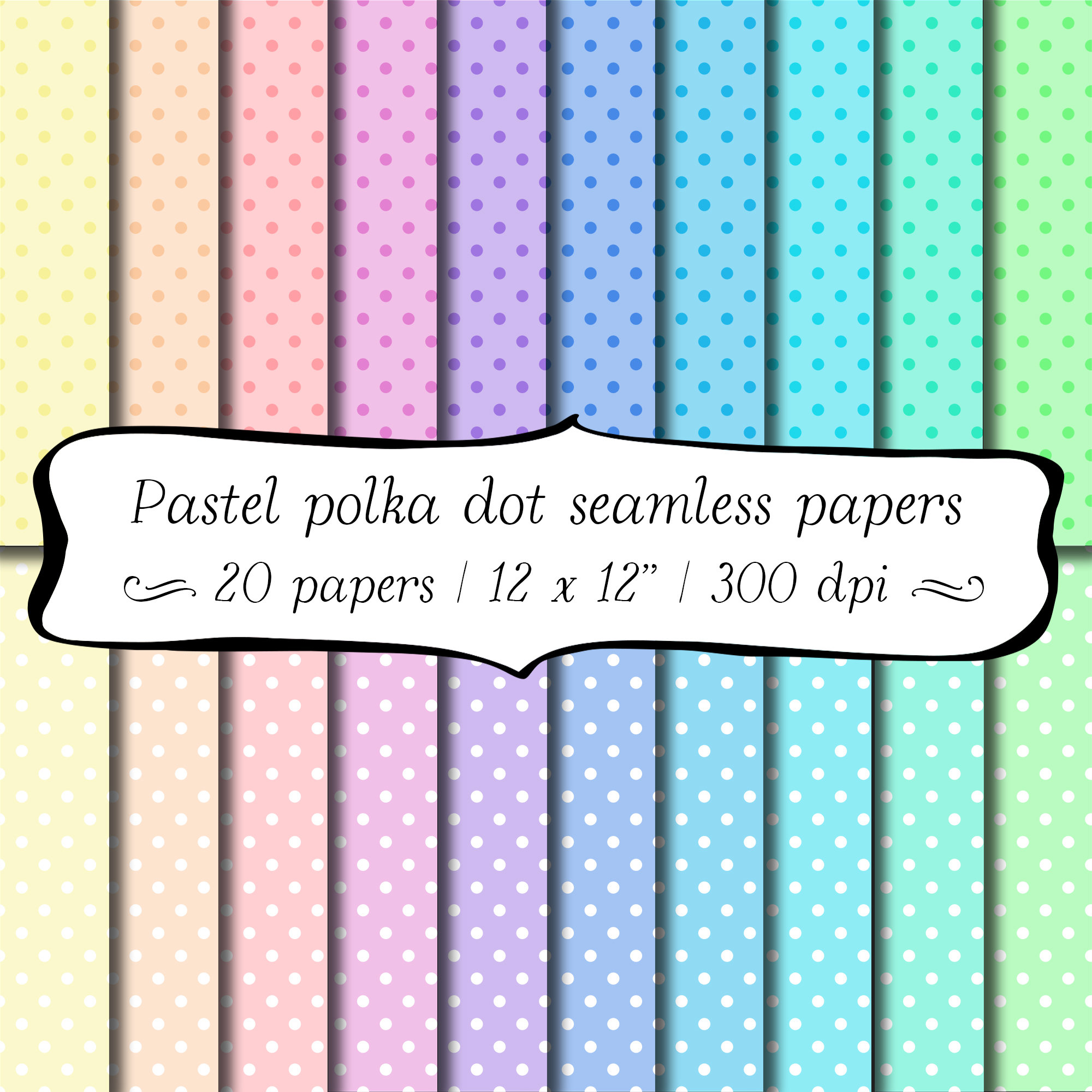 Unicorn Pastel Small Polka Dot Seamless Digital Papers - Commercial Use ...