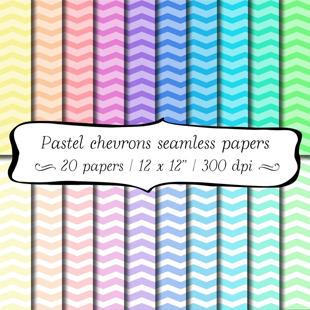 Unicorn Pastel Rainbow Chevron Seamless Digital Papers - Commercial Use ...