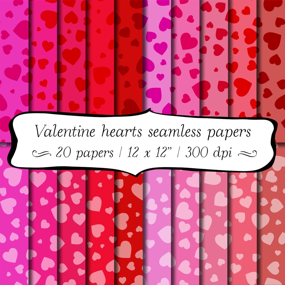 Pink and Red Confetti Heart Pattern Seamless Digital Paper - Instant ...