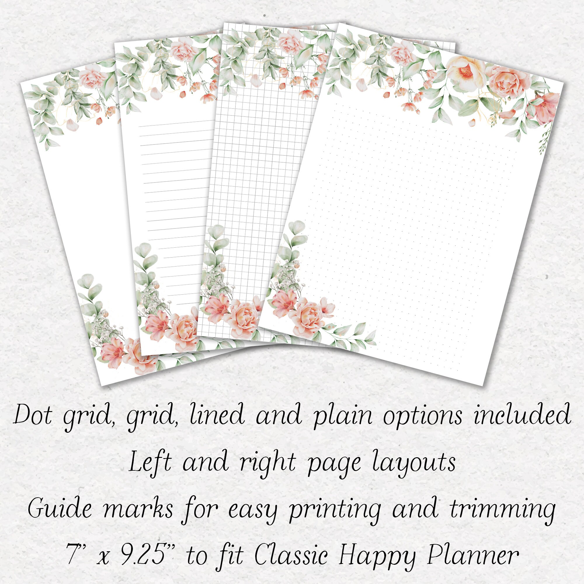 Classic Happy Planner Printable Notepaper Insert - Peachy Spring ...