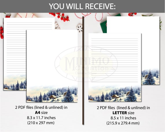 Stationery Paper Digital Download Plant Art Winter Holidays Letter ...