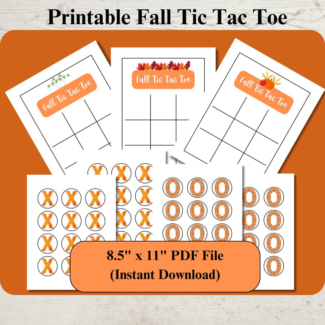 Printable Fall Tic Tac Toe - Etsy