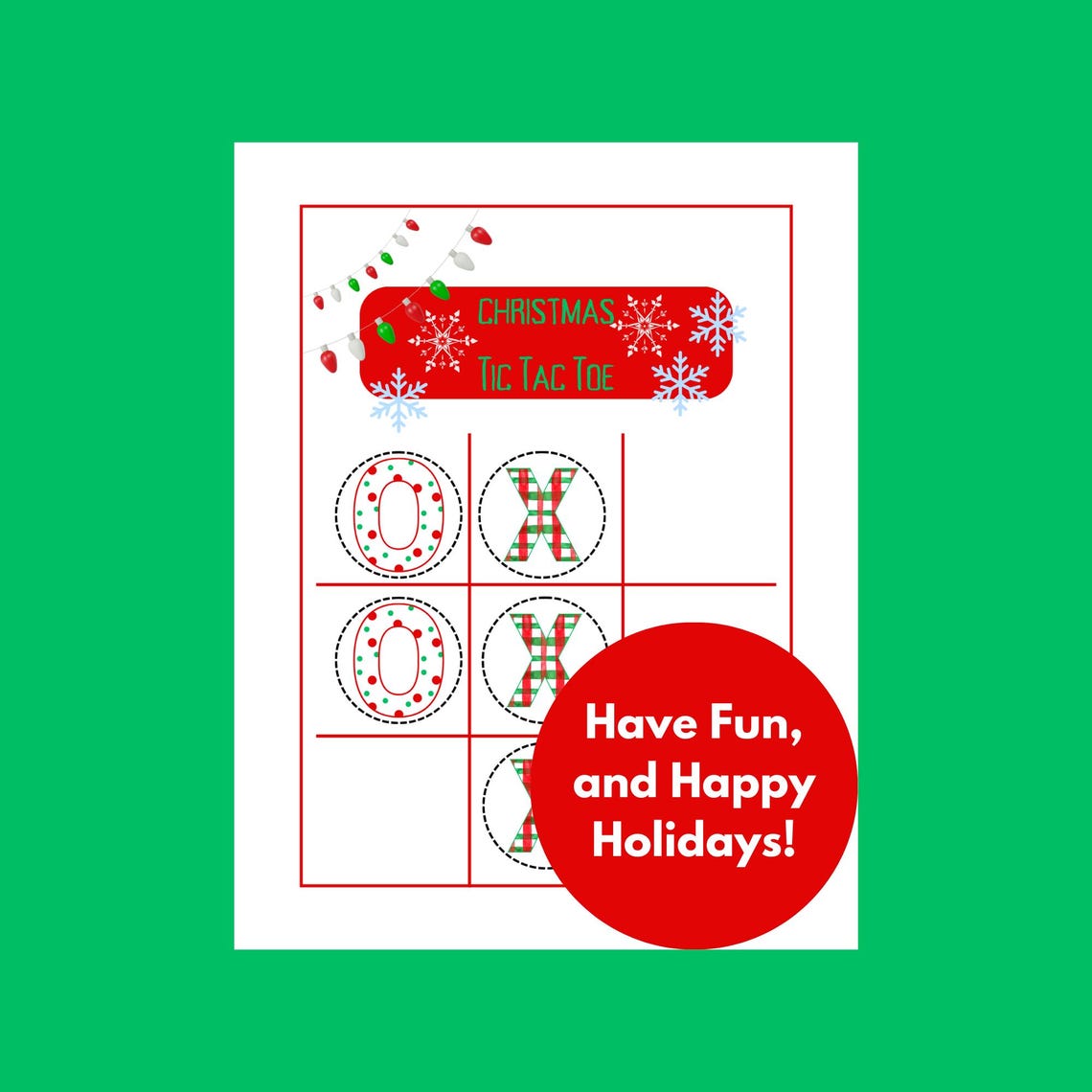 Christmas Tic Tac Toe Printable, Tic Tac Toe, Printable Christmas ...