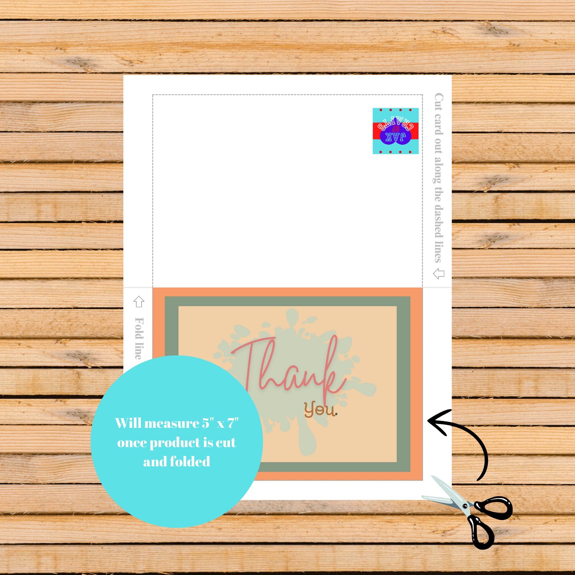 Printable Multi-color Thank You Card, Digital Download, Colorful ...