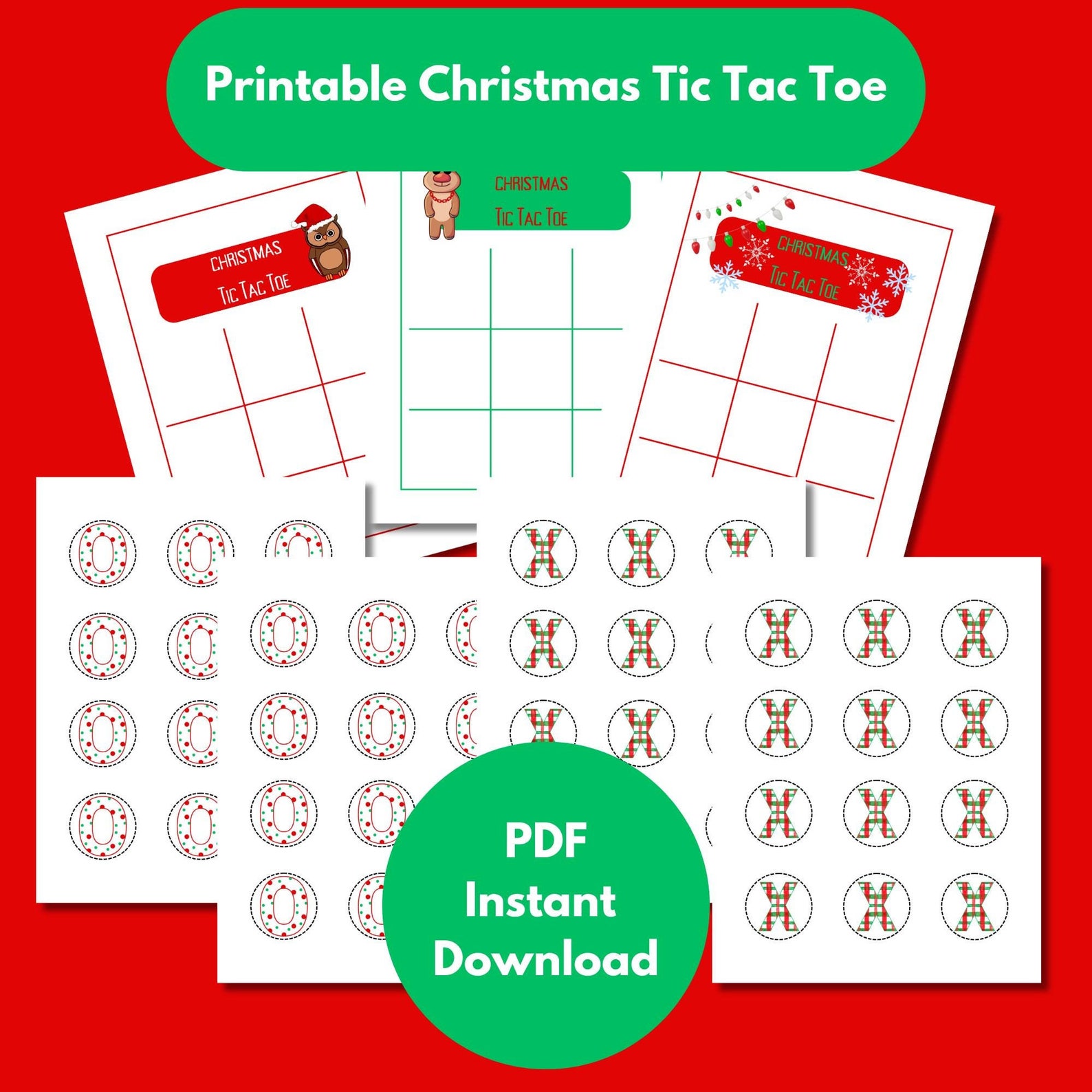 Christmas Tic Tac Toe Printable, Tic Tac Toe, Printable Christmas ...