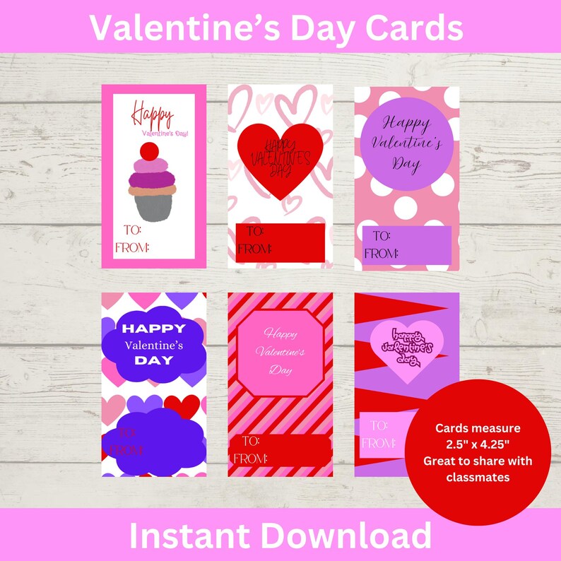 Printable Valentine's Day Classroom Cards - Etsy