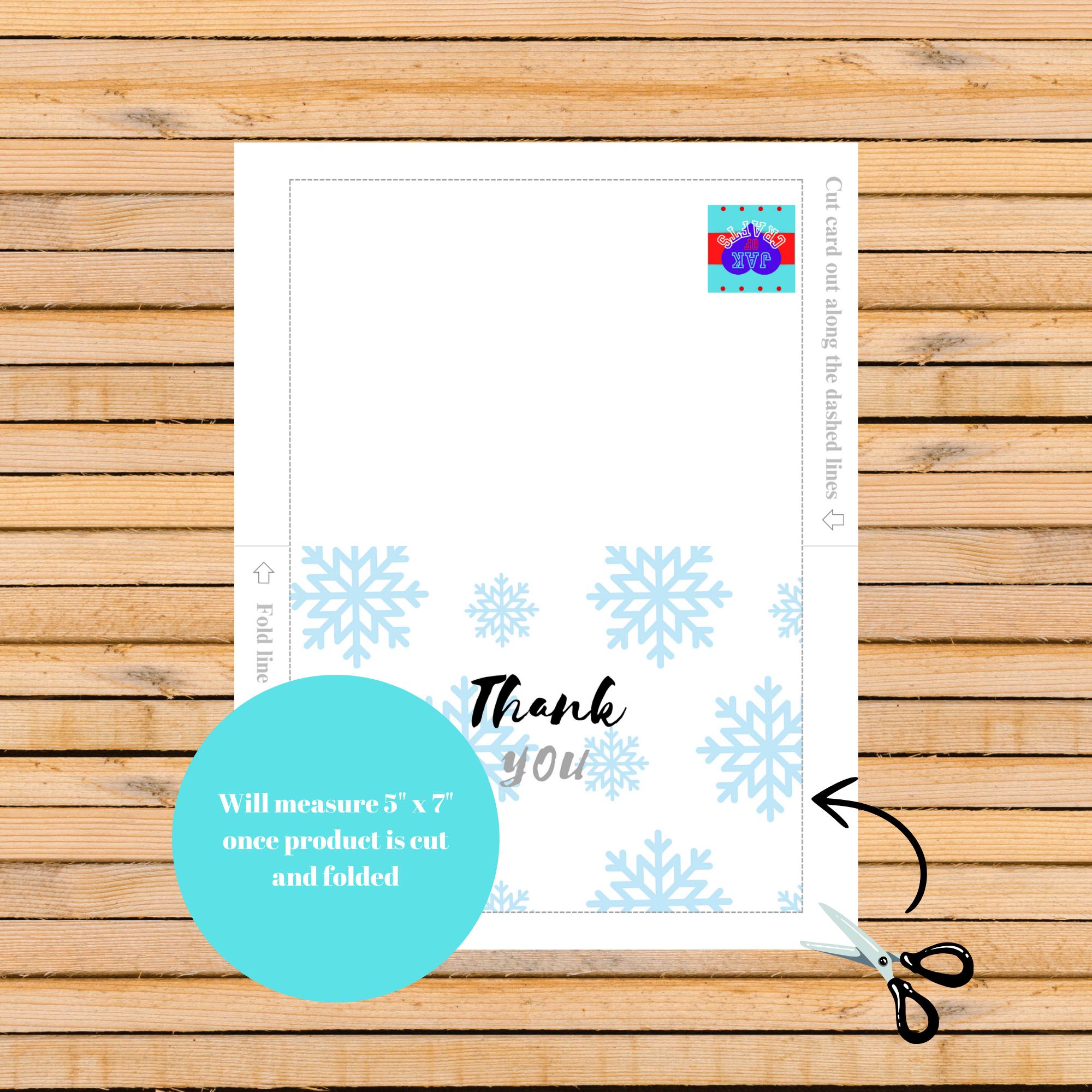 Printable Snowflake Thank You Card, Winter Printable Thank You, Blank ...