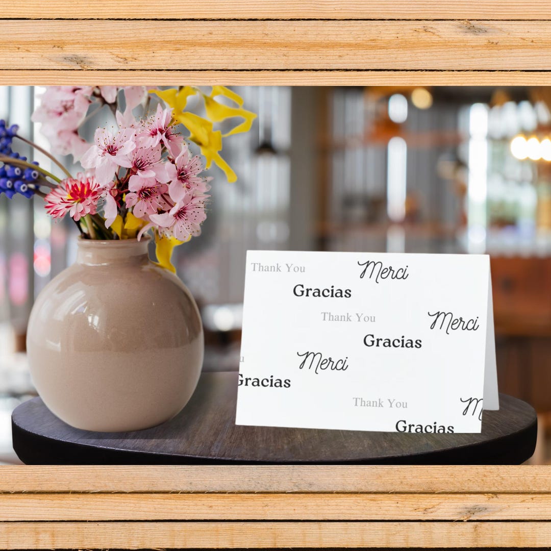 Printable Thank You Card: English, Spanish, French (digital Download ...
