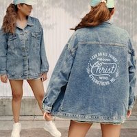 Christian Denim Jacket: Bible Verse Horse Design, Oversized Fit - Etsy