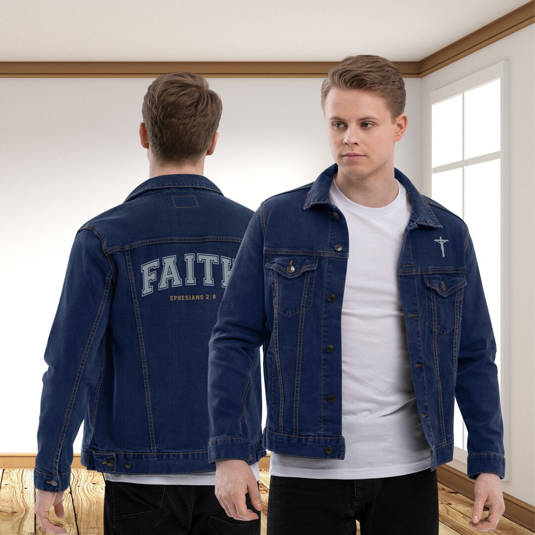 Bible Verse Jean Jacket, Faith Embroidered Unisex Denim Jacket ...