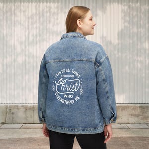 Bible Verse Jean Jacket, Christian Women's Oversized Denim Jacket ...