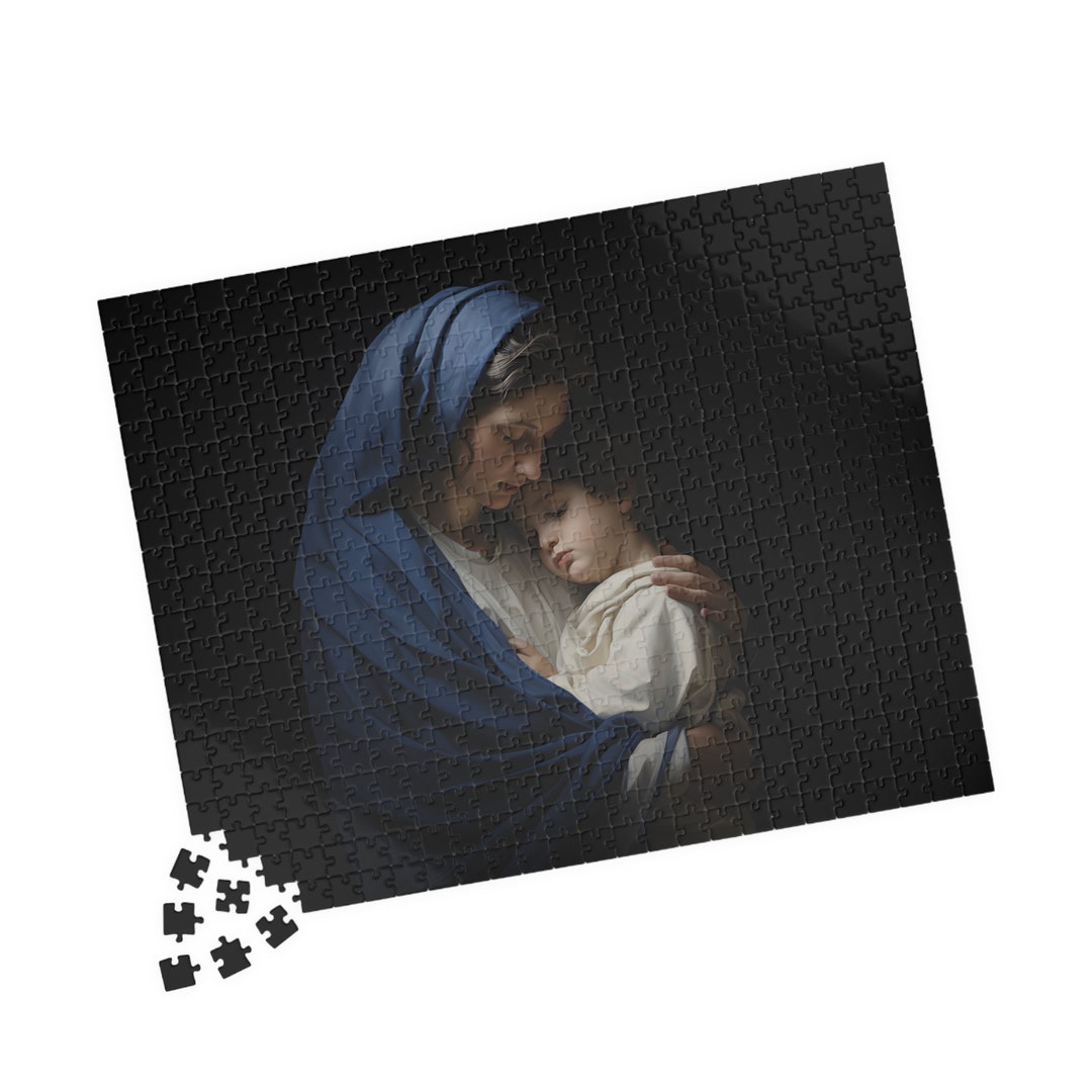 Virgin Mary Puzzle, Toddler Jesus Christian Art, Gift for Christians ...