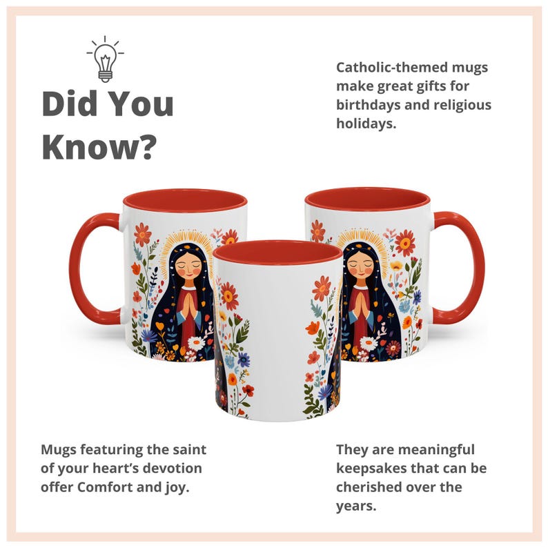 Catholic Mug, Virgin Mary Ceramic Mug 11oz, 15oz, Gifts for Catholic ...