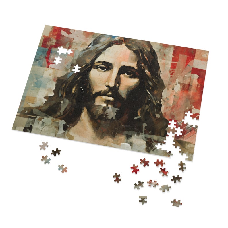 Jesus Christ Abstract Portrait Jigsaw Puzzle 252 or 500 Piece, Gift for ...