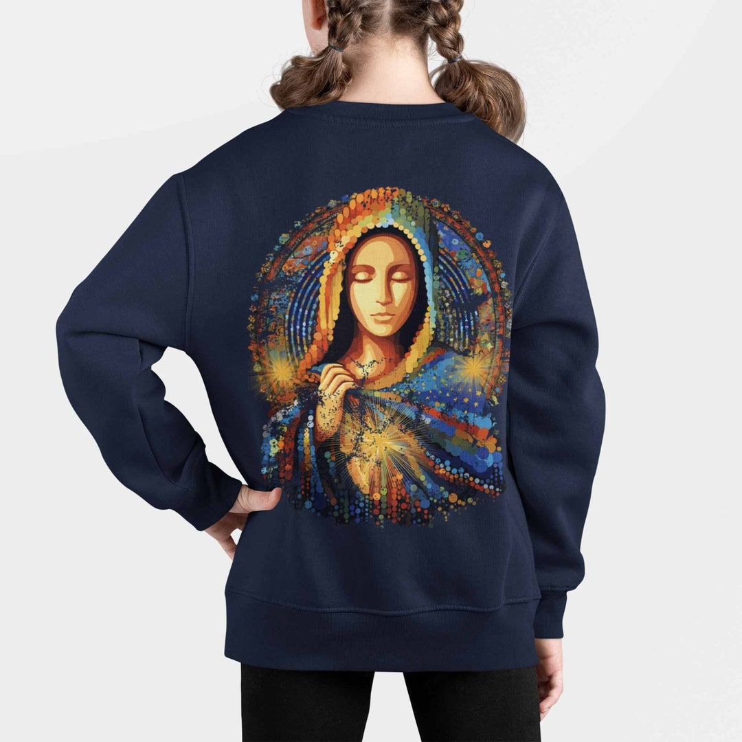 Virgin Mary Back Print Unisex Sweatshirt, Gift for Catholics, Christian ...