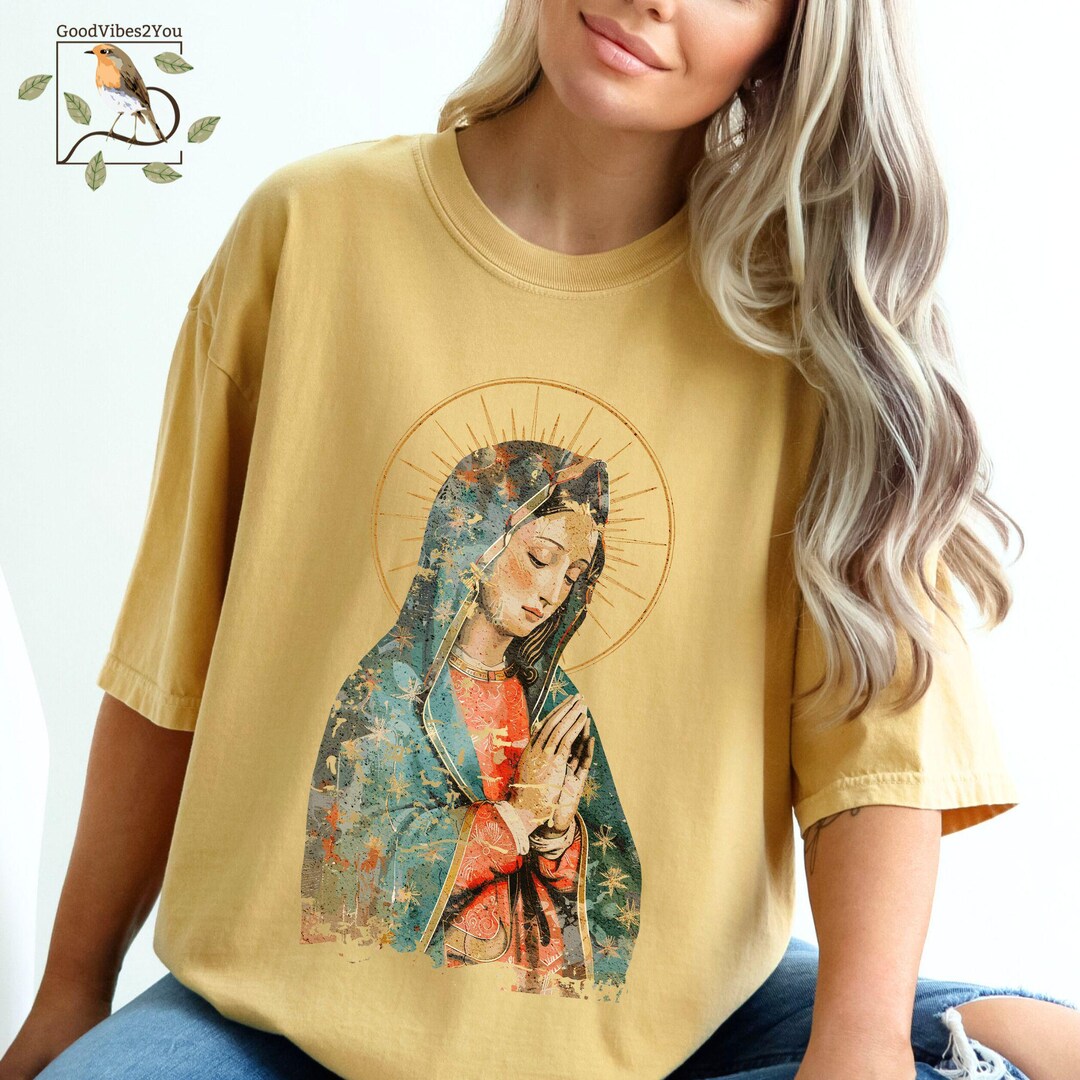 Virgin Mary T-shirt, Catholic Shirt, Blessed Mother of God, Catholic ...