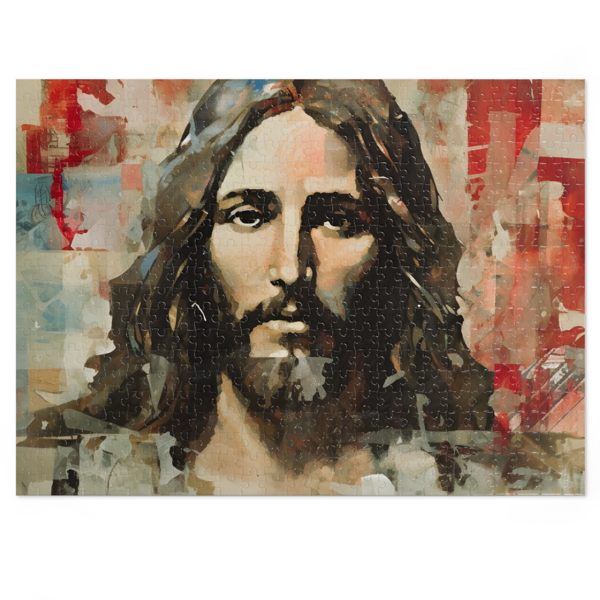 Jesus Christ Abstract Portrait Jigsaw Puzzle 252 or 500 Piece, Gift for ...