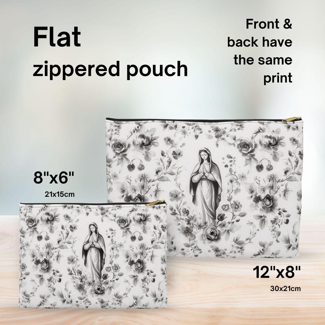 Catholic Pouch, Virgin Mary Zippered Flat Pouch, Marian Devotion Gift ...