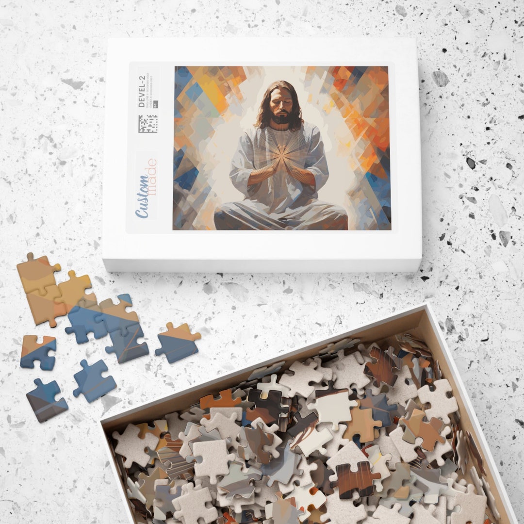 Jesus Meditating Puzzle, Colorful Jesus Painting, Jesus Praying, Prayer ...