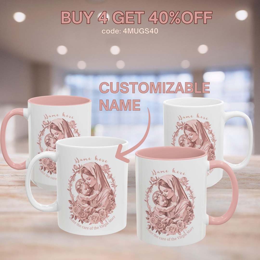 Customizable Catholic Mug, Custom Virgin Mary Ceramic Coffee Mug ...