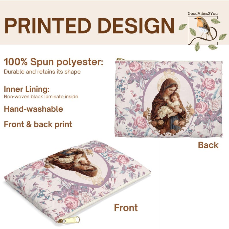 Bolsa con cremallera de la Virgen María, regalos católicos para mujeres ...