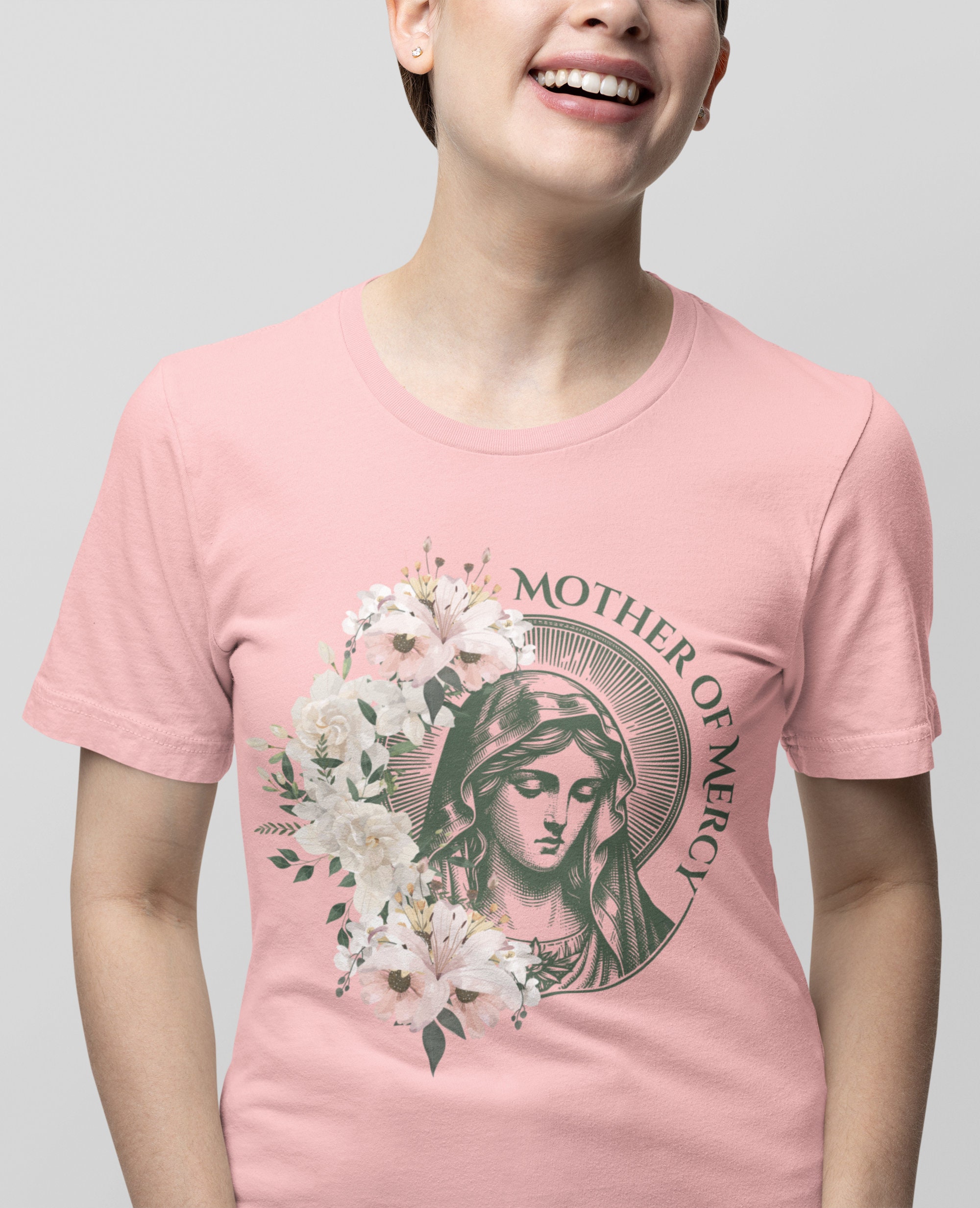 Virgin Mary T-shirt, Catholic Gift, Mother of Mercy, Religious Gift for ...