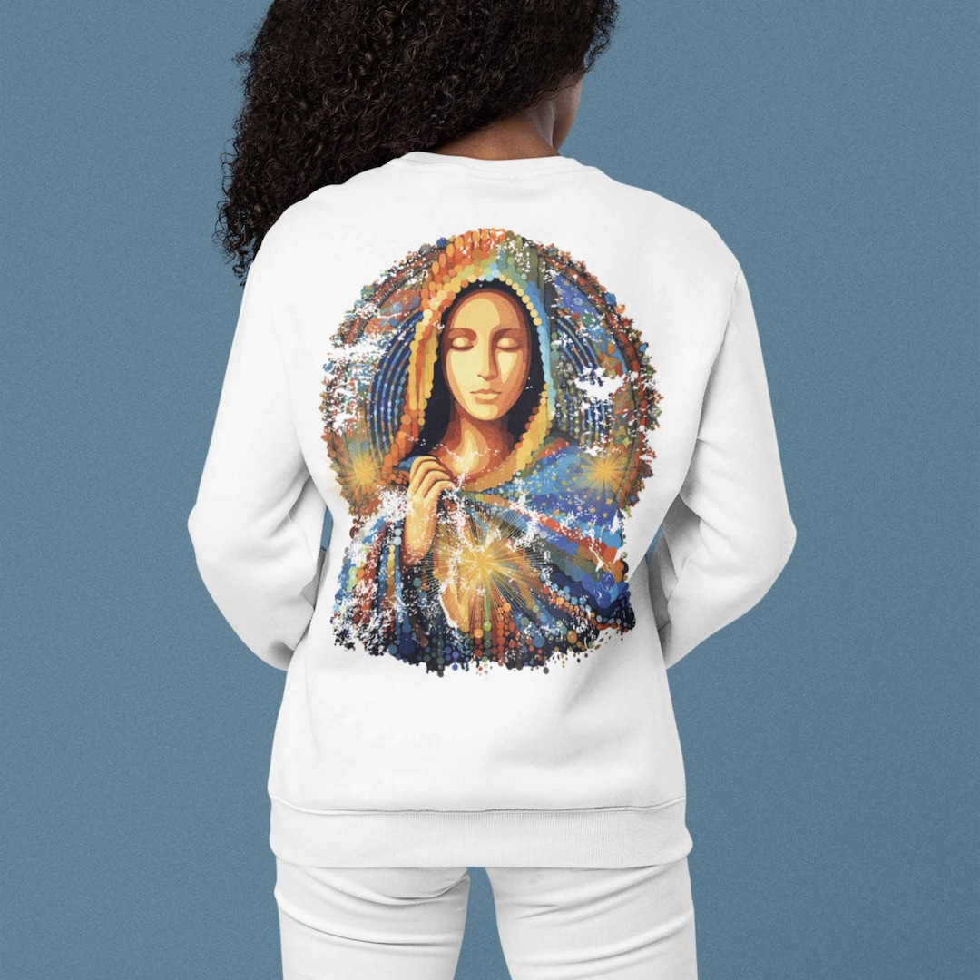 Virgin Mary Back Print Unisex Sweatshirt, Gift for Catholics, Christian ...