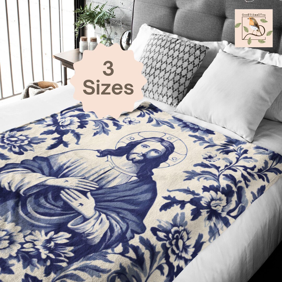 Jesus Blanket, Catholic Velveteen Plush Blanket, Christian Home Decor ...