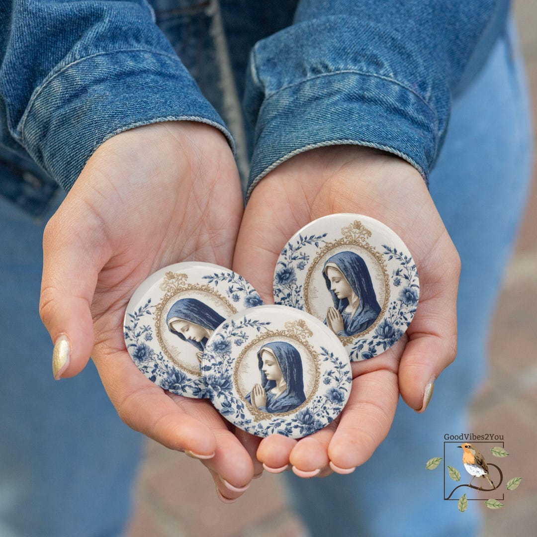 Catholic Pin Buttons, Virgin Mary Vintage Style Badges, Marian Devotion Gifts for Friends, Faith ...