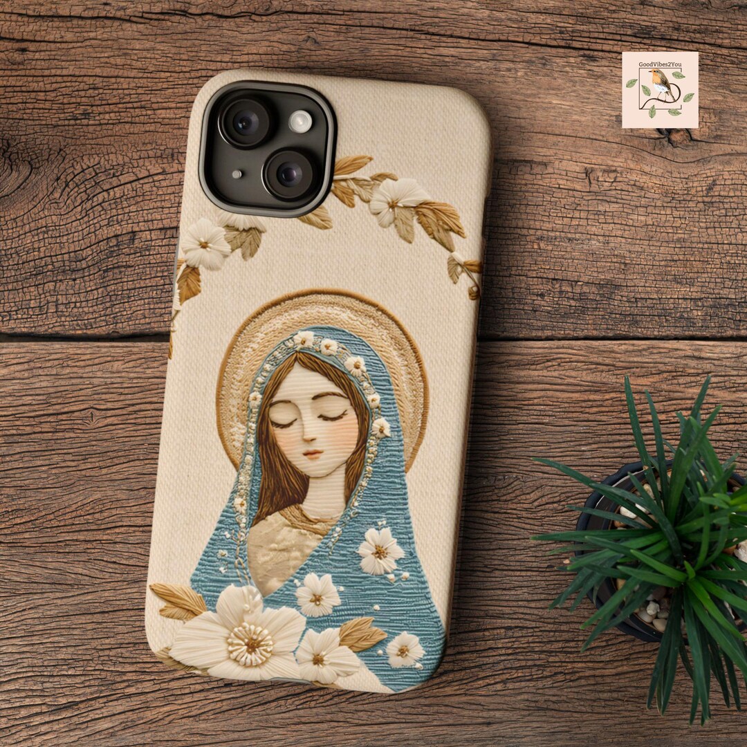 Catholic 3d Embroidery Phone Case for Iphone, Galaxy, Virgin Mary ...