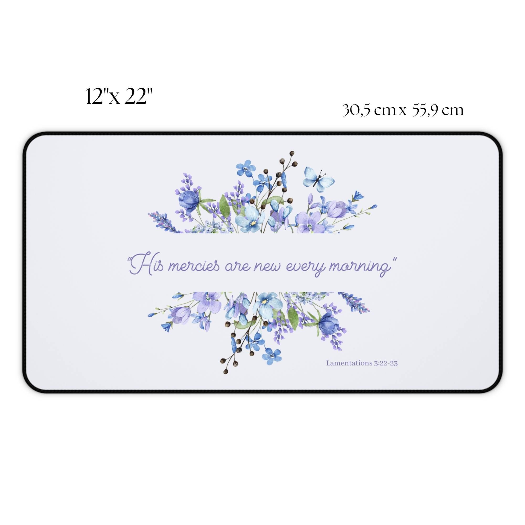 Large Desk Mat, Bible Verse, Cottagecore Desk Mat, Floral Inspirational ...
