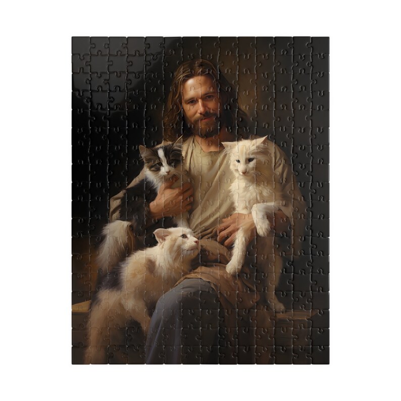 Christian Puzzle, Jesus Holding Cats, Cat Lovers Puzzle, Christian Cat ...