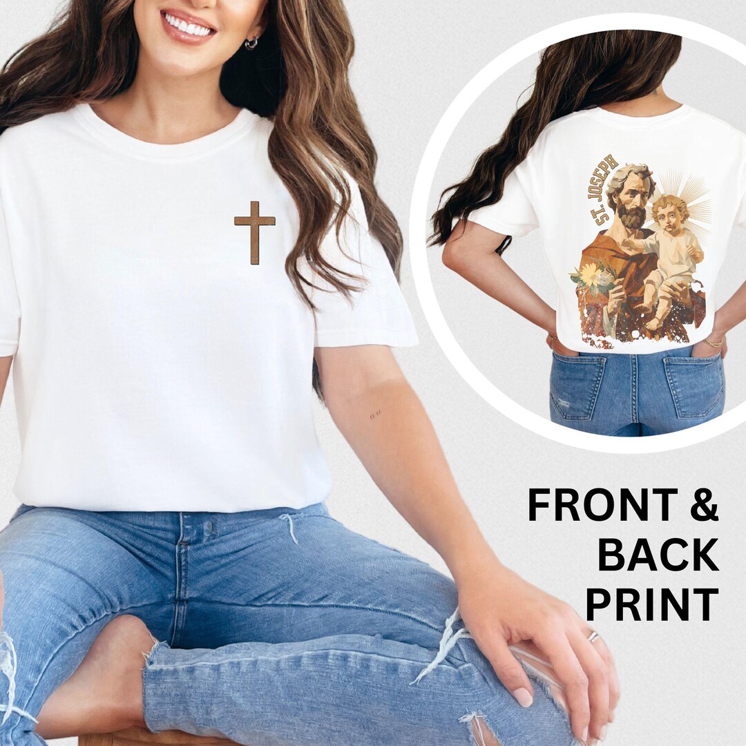 St Joseph T-shirt, Saint Joseph and Baby Jesus, Catholic Shirt, Gift ...