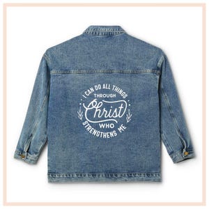 Bible Verse Jean Jacket, Christian Women's Oversized Denim Jacket ...