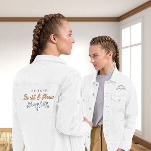 Bible Verse Jean Jacket, Be Still and Know Embroidered Denim Jacket ...