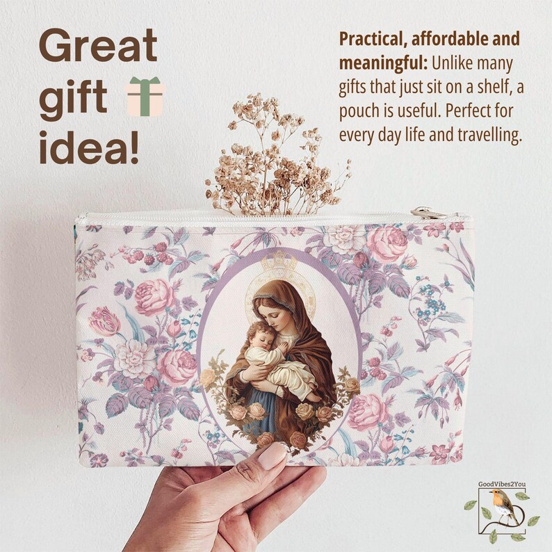 Bolsa con cremallera de la Virgen María, regalos católicos para mujeres ...
