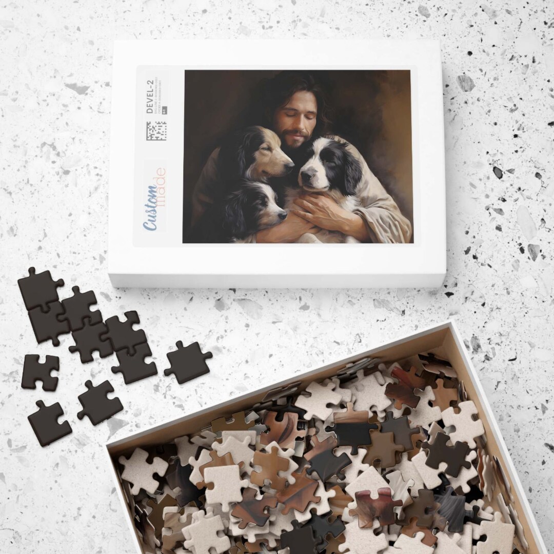 Jesus With Dogs Puzzle, Gift for Christian Dog Parents, Catholic Dog ...